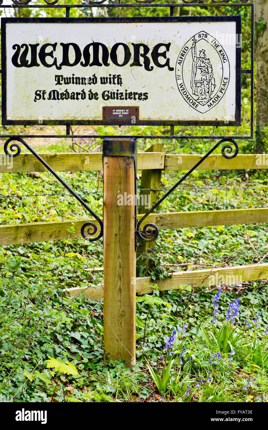 Wedmore village sign, Somerset, England Stock Photo - Alamy