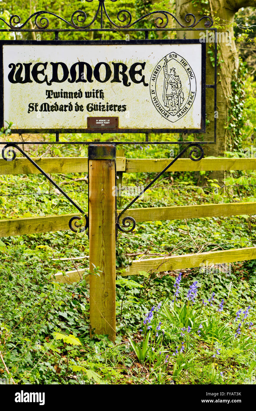 Wedmore village sign, Somerset, England Stock Photo - Alamy