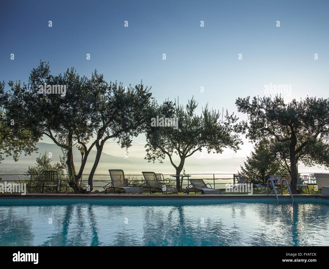 Modern country resort with swimming pool, photo taken in the Italian ...