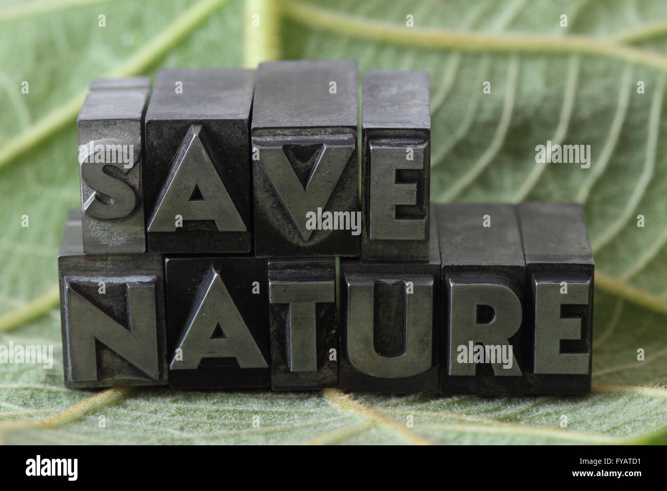 Letterpress save nature eco message, ecology and environment concepts ...