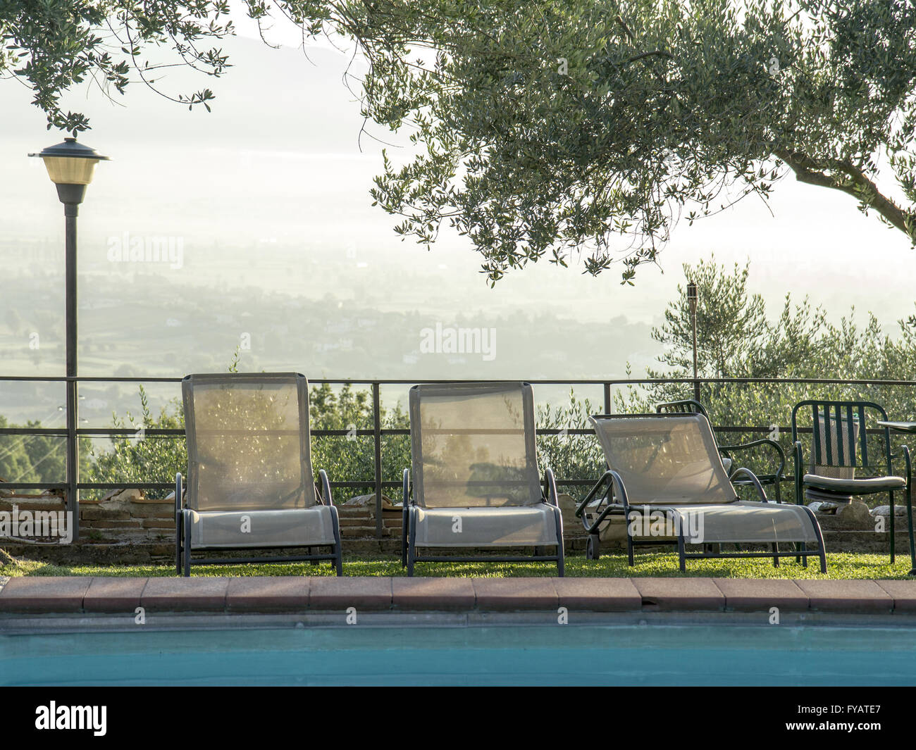 Modern country resort with swimming pool, photo taken in the Italian ...
