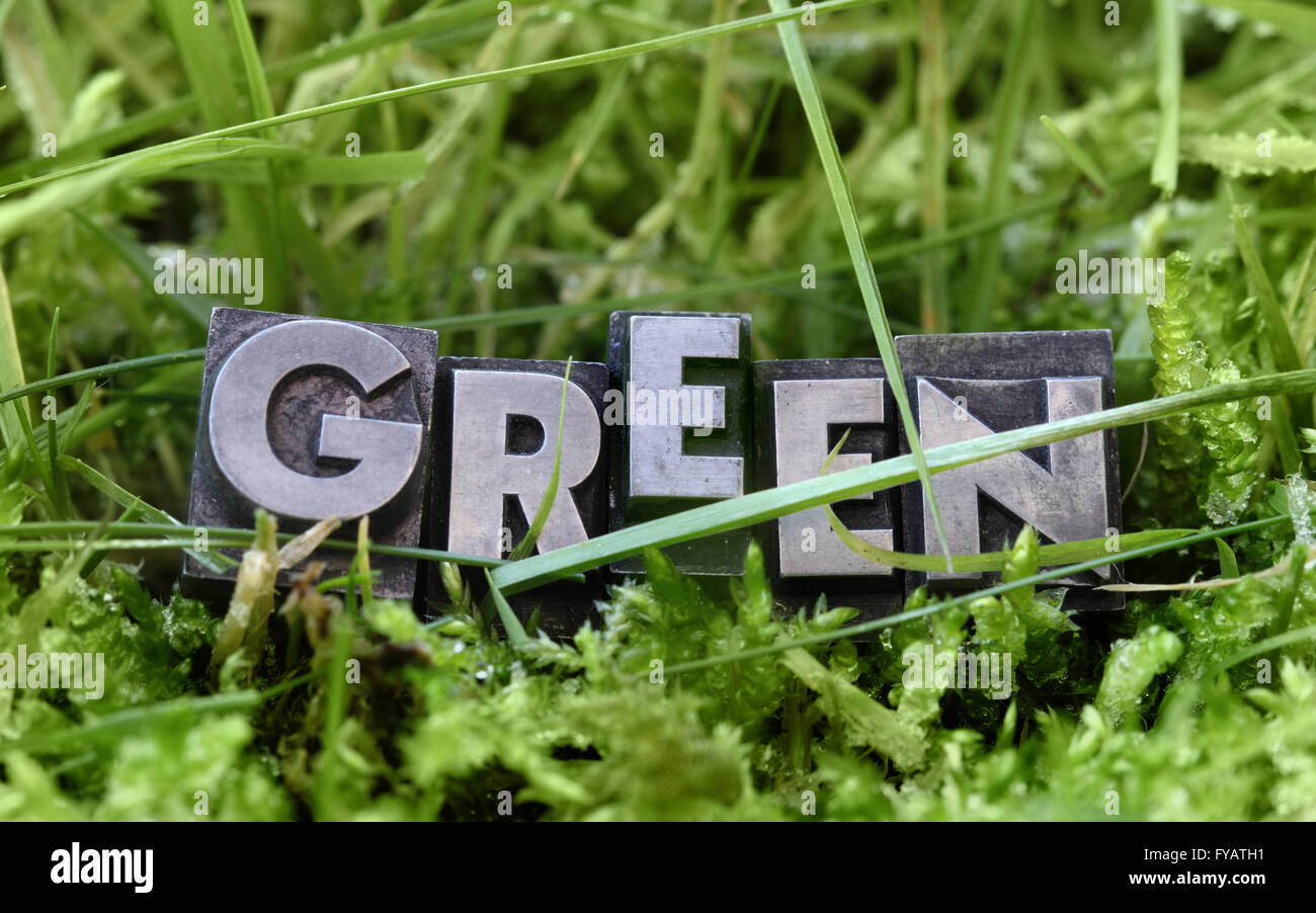 Letterpress green message, ecology and environment concepts Stock Photo ...