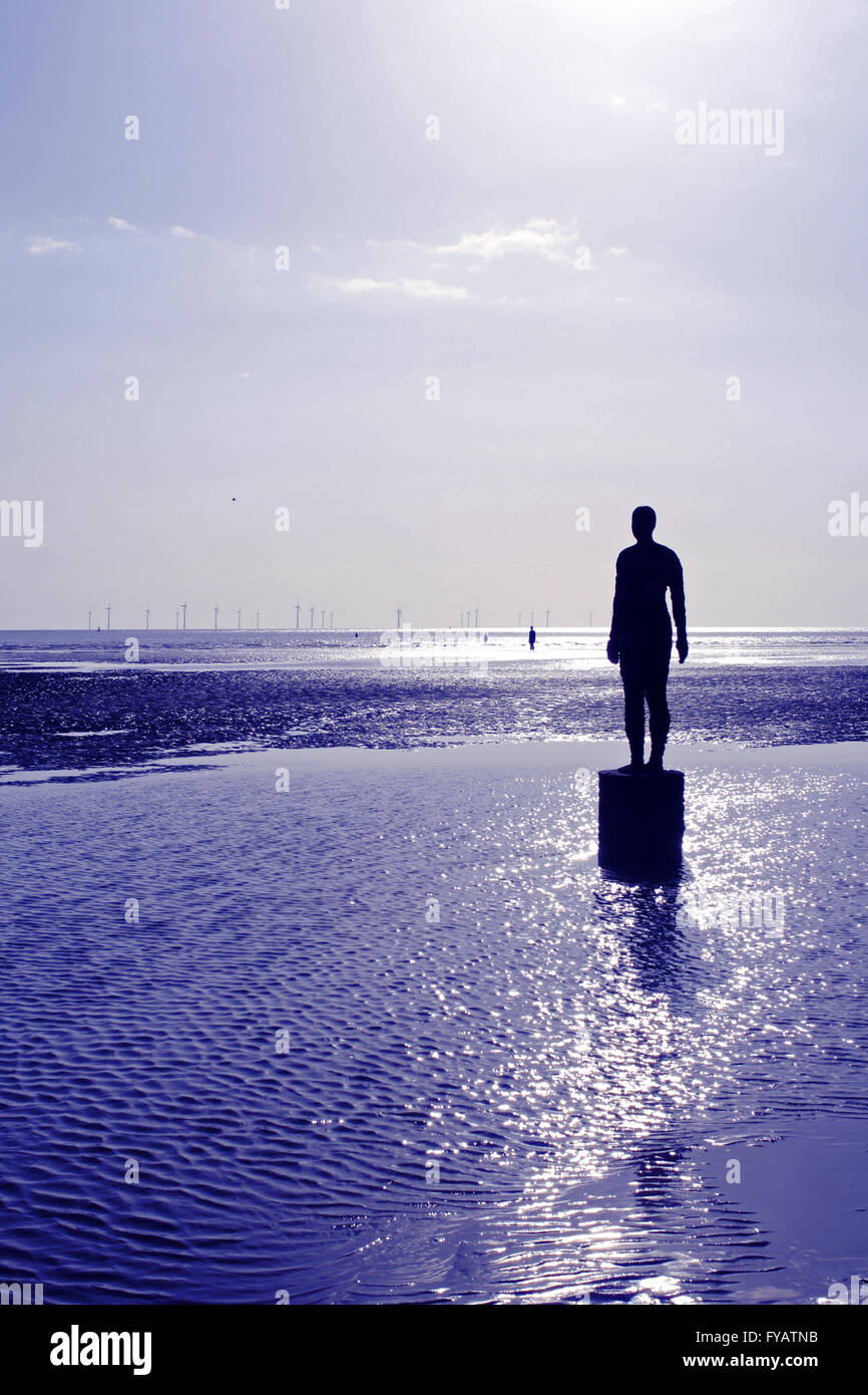 Crosby beach and the Antony Gormley Another Place Statues Stock Photo ...