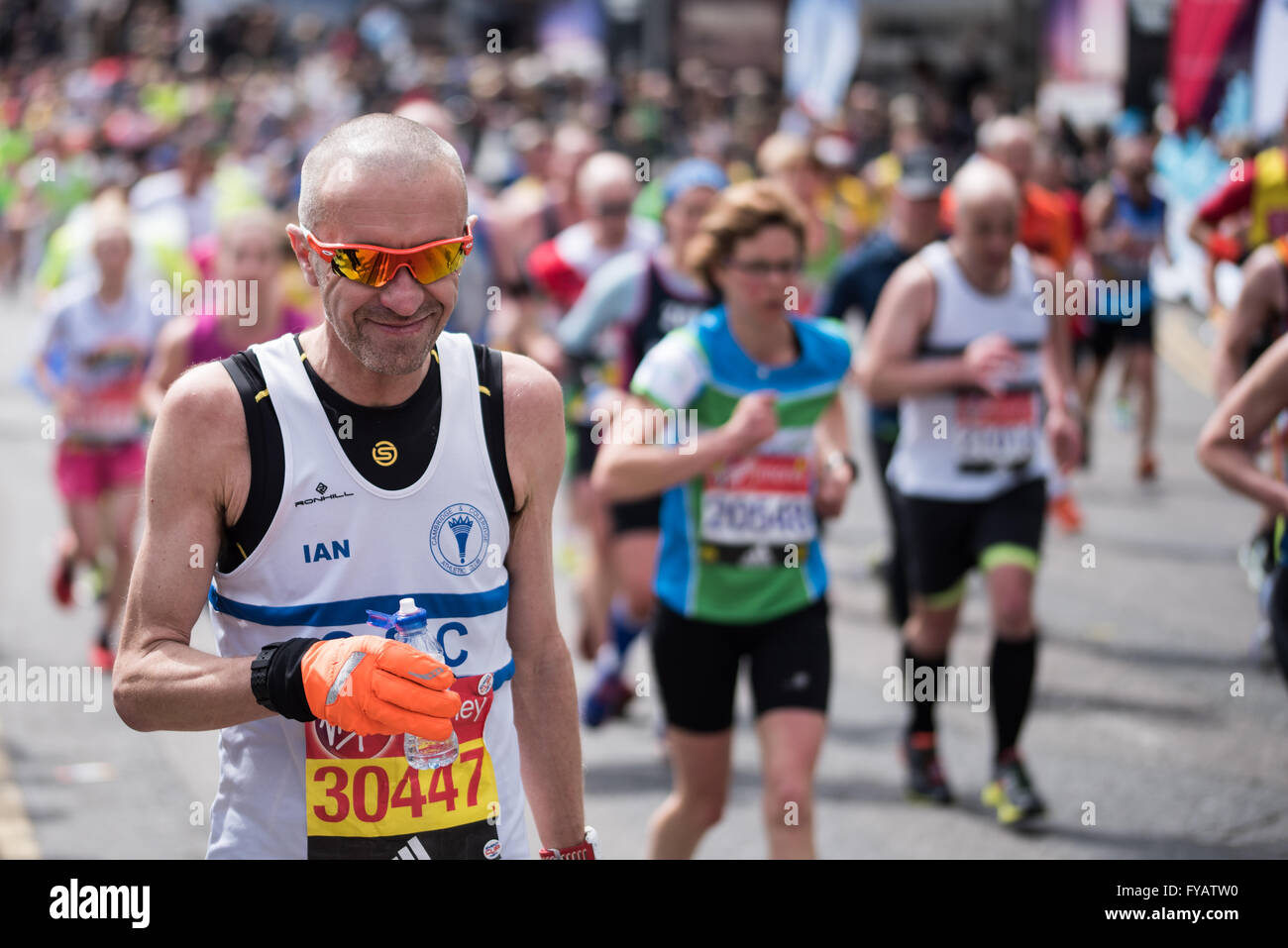 LONDON - April 24 2016. The London Marathon. The race was founded Chris ...