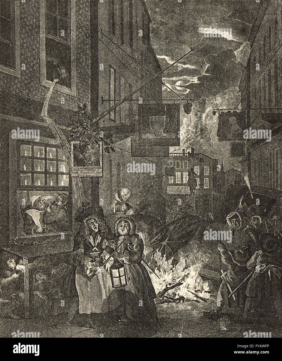 Four Times of the Day, Night by William Hogarth circa 1736 Stock Photo ...
