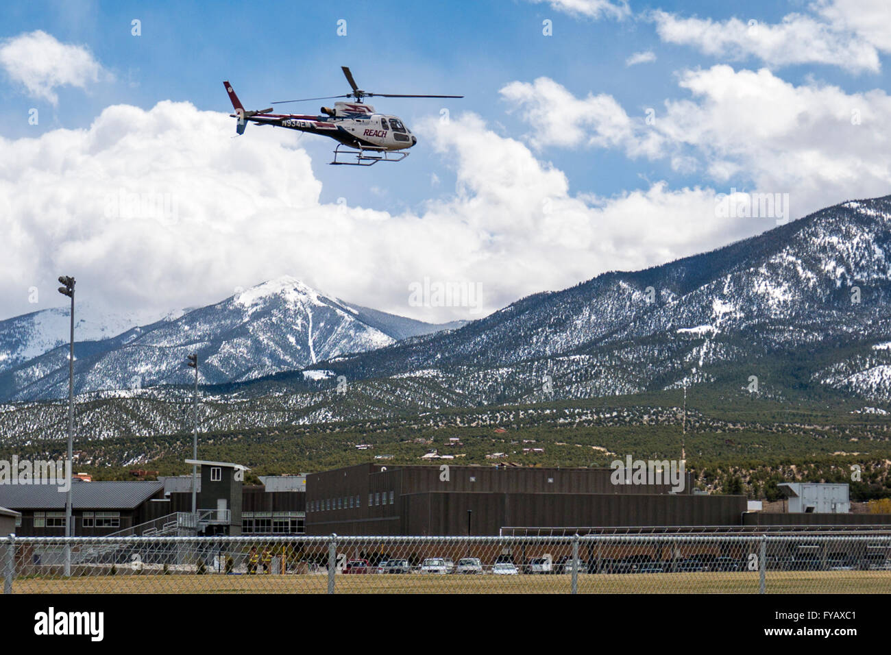 "Reach" Flight for Life medical helicopter landing on high school field ...