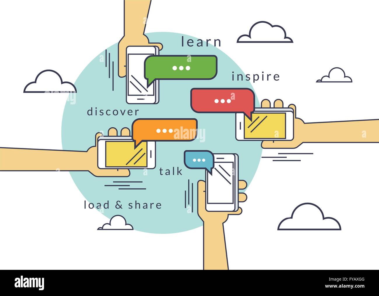 Human hand hold a smartphone and sending messages to friends via ...
