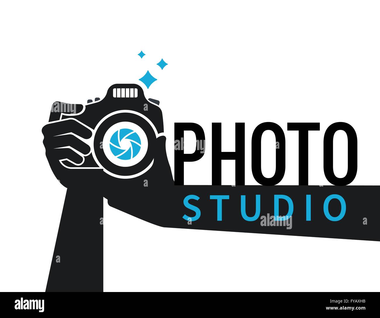 Photographer hands with camera flat illustration for icon or logo ...