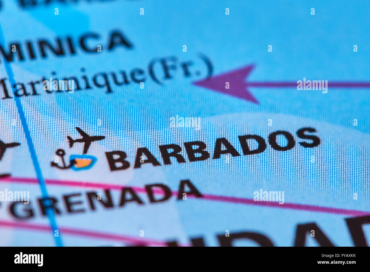 Barbados travel map hi-res stock photography and images - Alamy