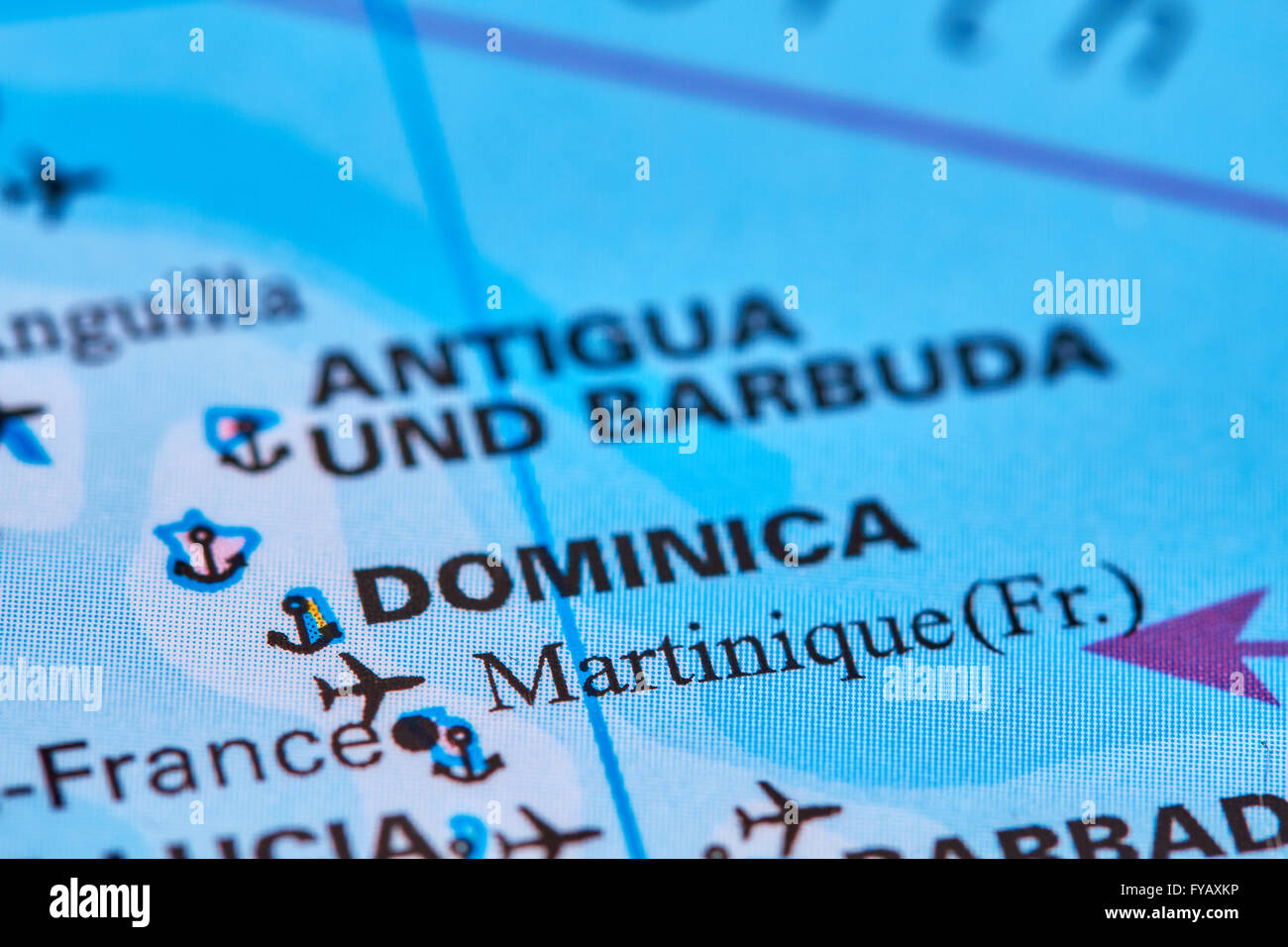 Martinique travel map hi-res stock photography and images - Alamy