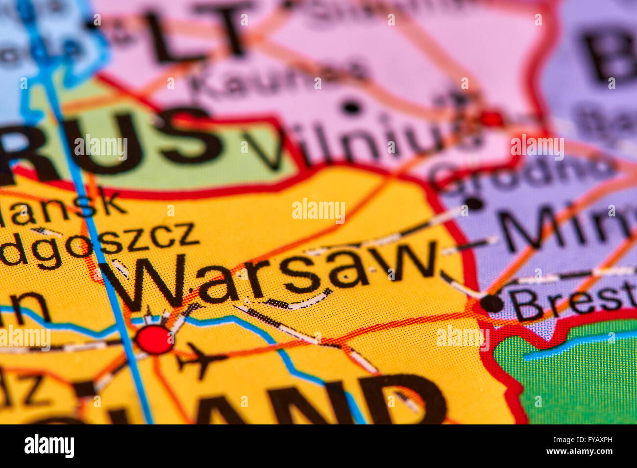 Warsaw, Capital City of Poland on the World Map Stock Photo - Alamy