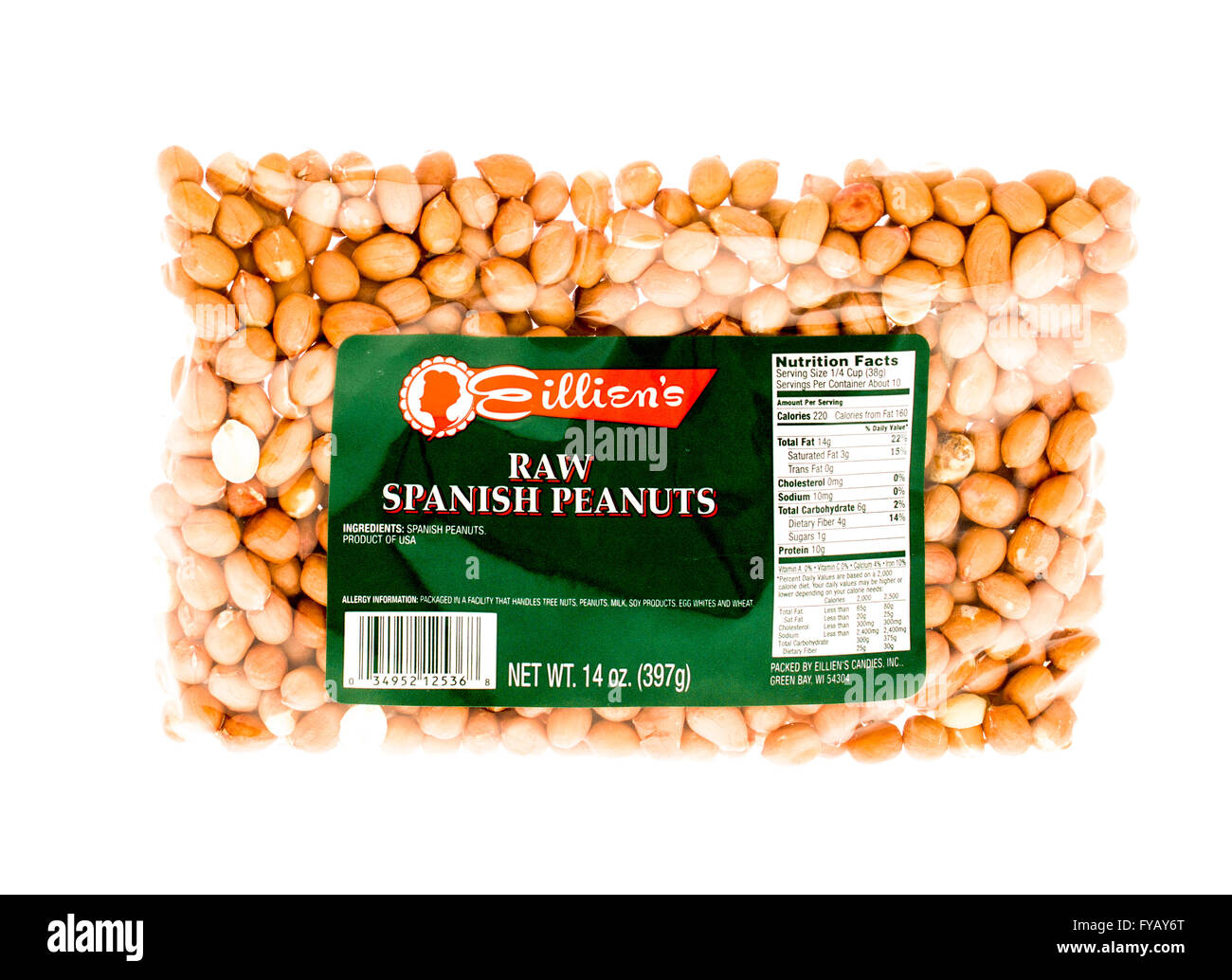 Winneconne, WI - 5 June 2015: Bag of Eillien's raw spanish peanuts ...