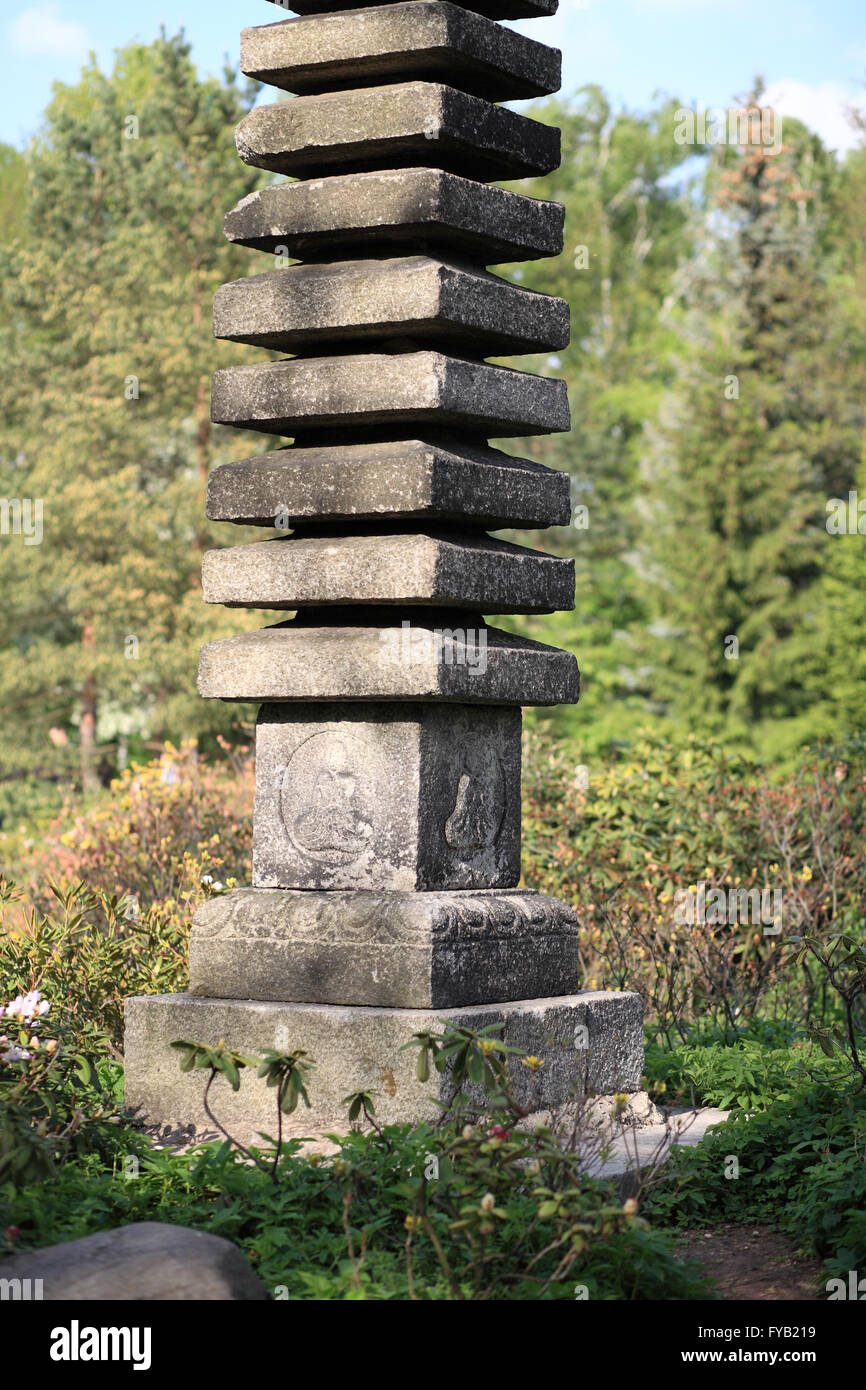 stone column in japan garden Stock Photo - Alamy
