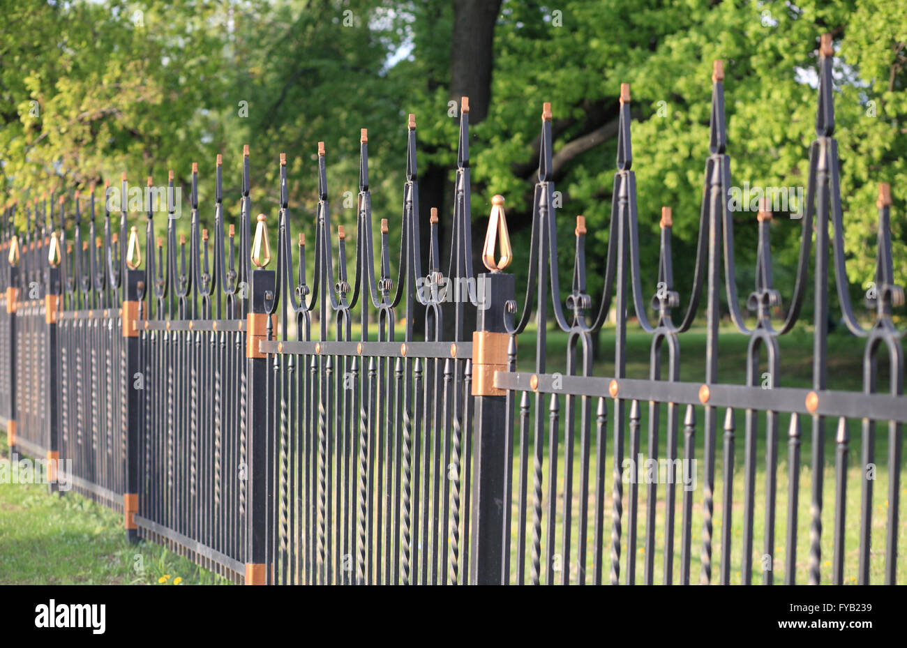fence with gold decoration Stock Photo - Alamy