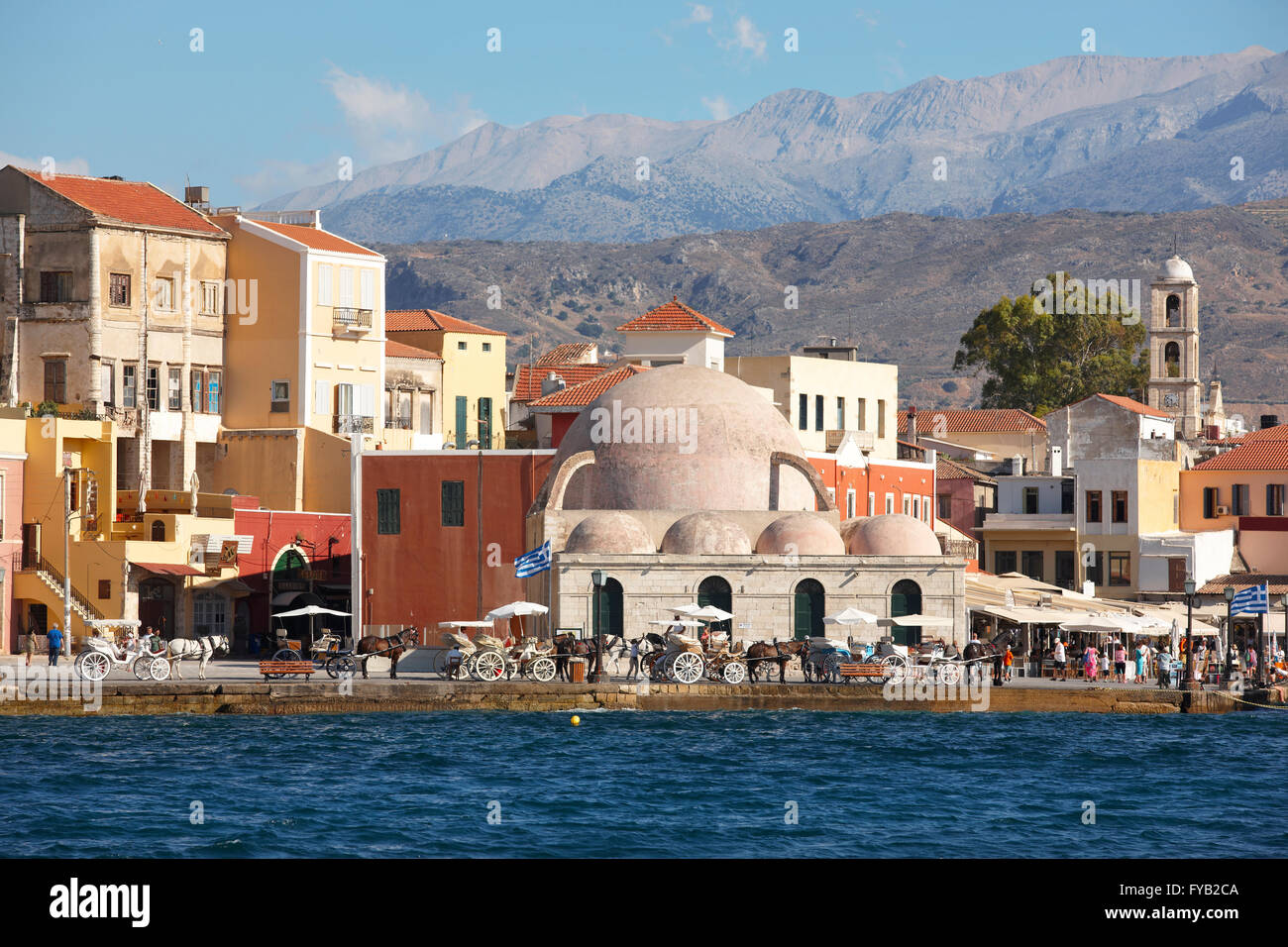 Chania port with antique venetians buildings. Crete. Horizontal Stock ...