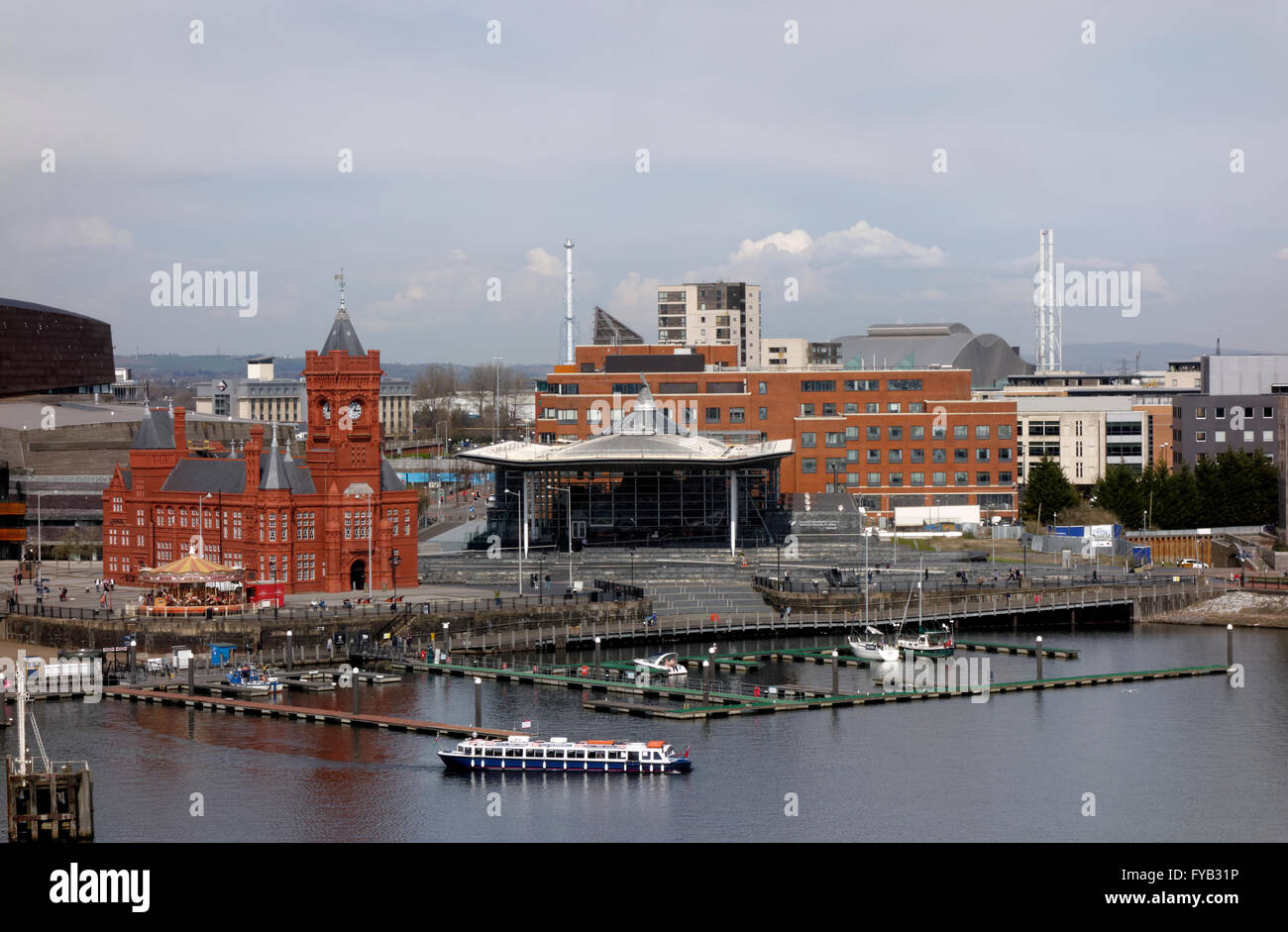 Cardiff Bay with the Pierhead Building Assembly/Senedd Building and ...