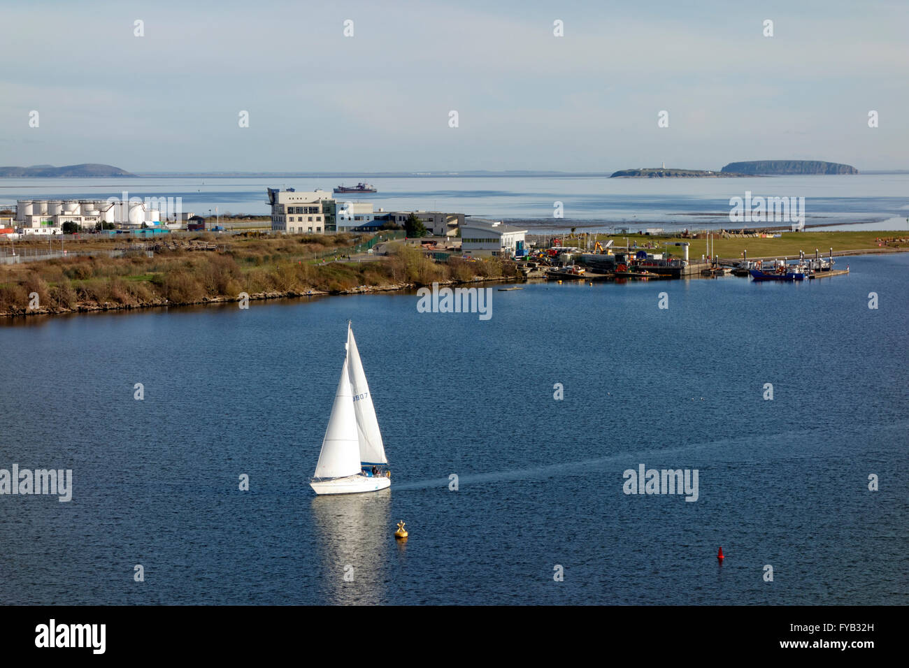 View above looking down barrage severn estuary bristol channel hi-res ...