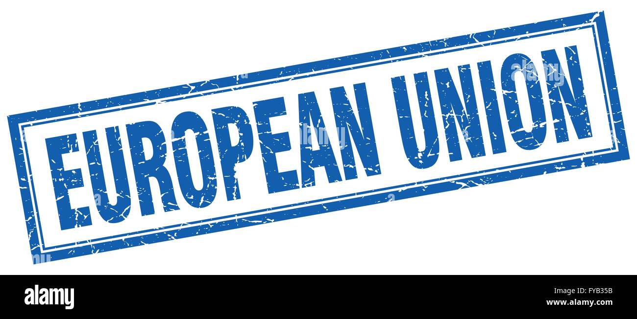 european union blue square grunge stamp on white Stock Vector Image ...