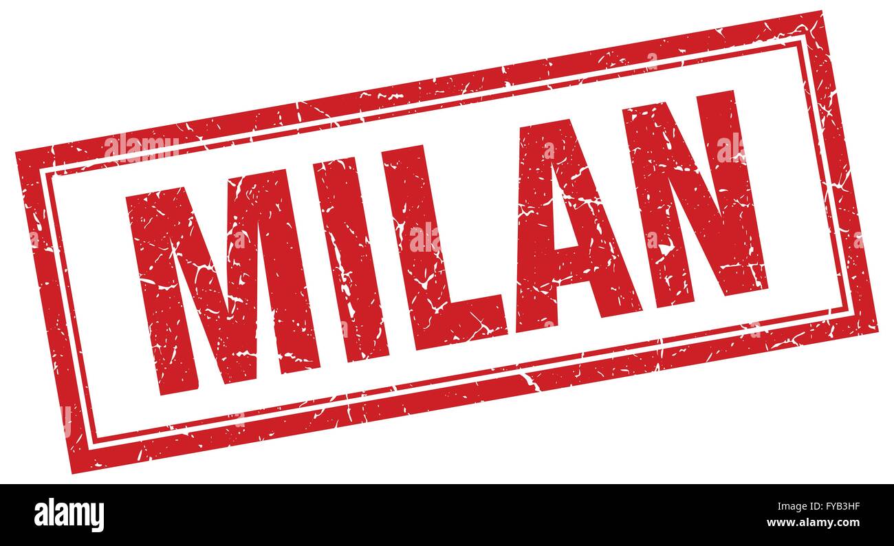 Milan red square grunge stamp on white Stock Vector Image & Art - Alamy