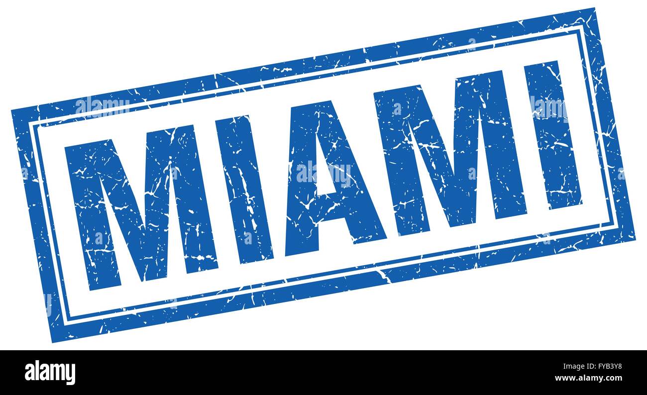 Miami blue square grunge stamp on white Stock Vector Image & Art - Alamy