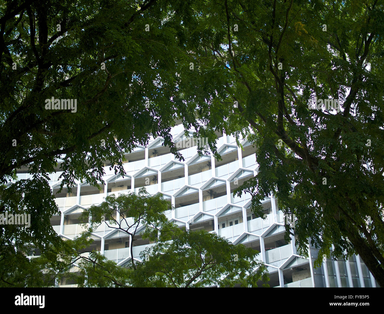 Hexagonal design architecture facade Singapore Stock Photo - Alamy