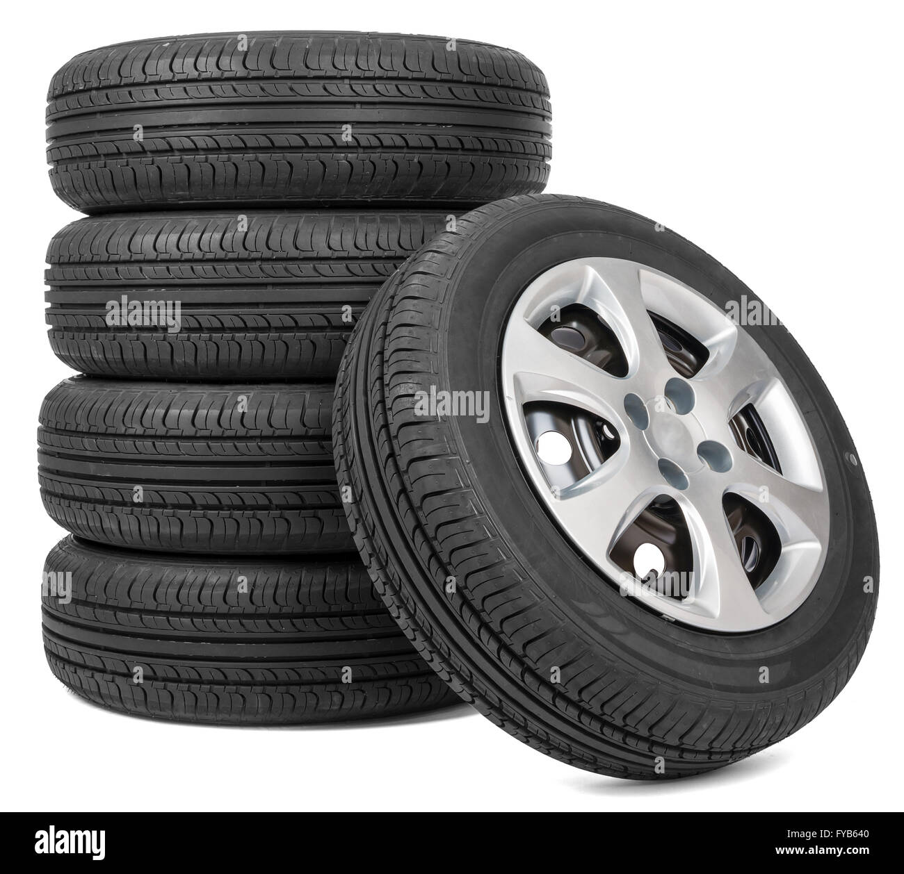 Stack of five wheels Stock Photo - Alamy