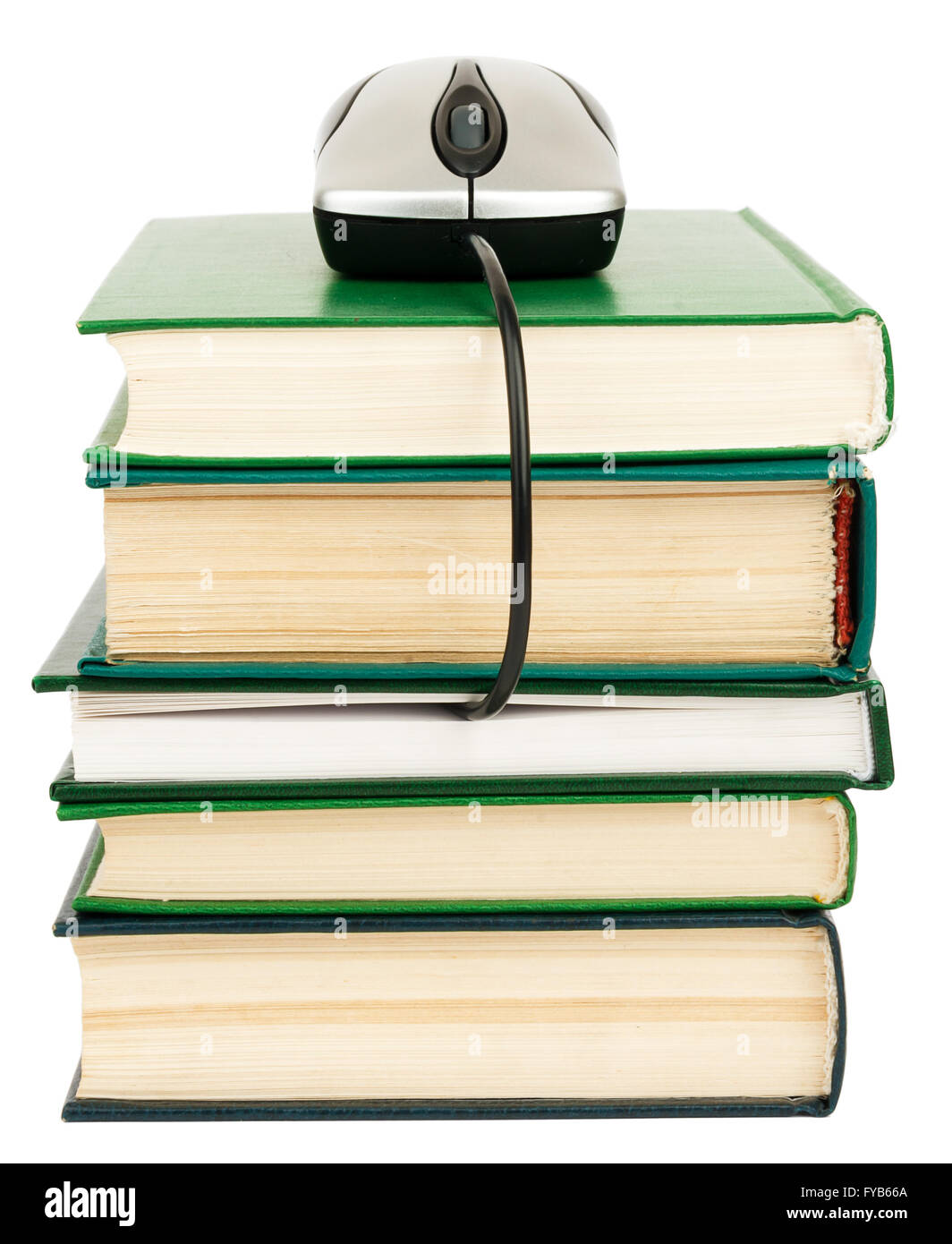 Stack of books and computer mouse Stock Photo - Alamy