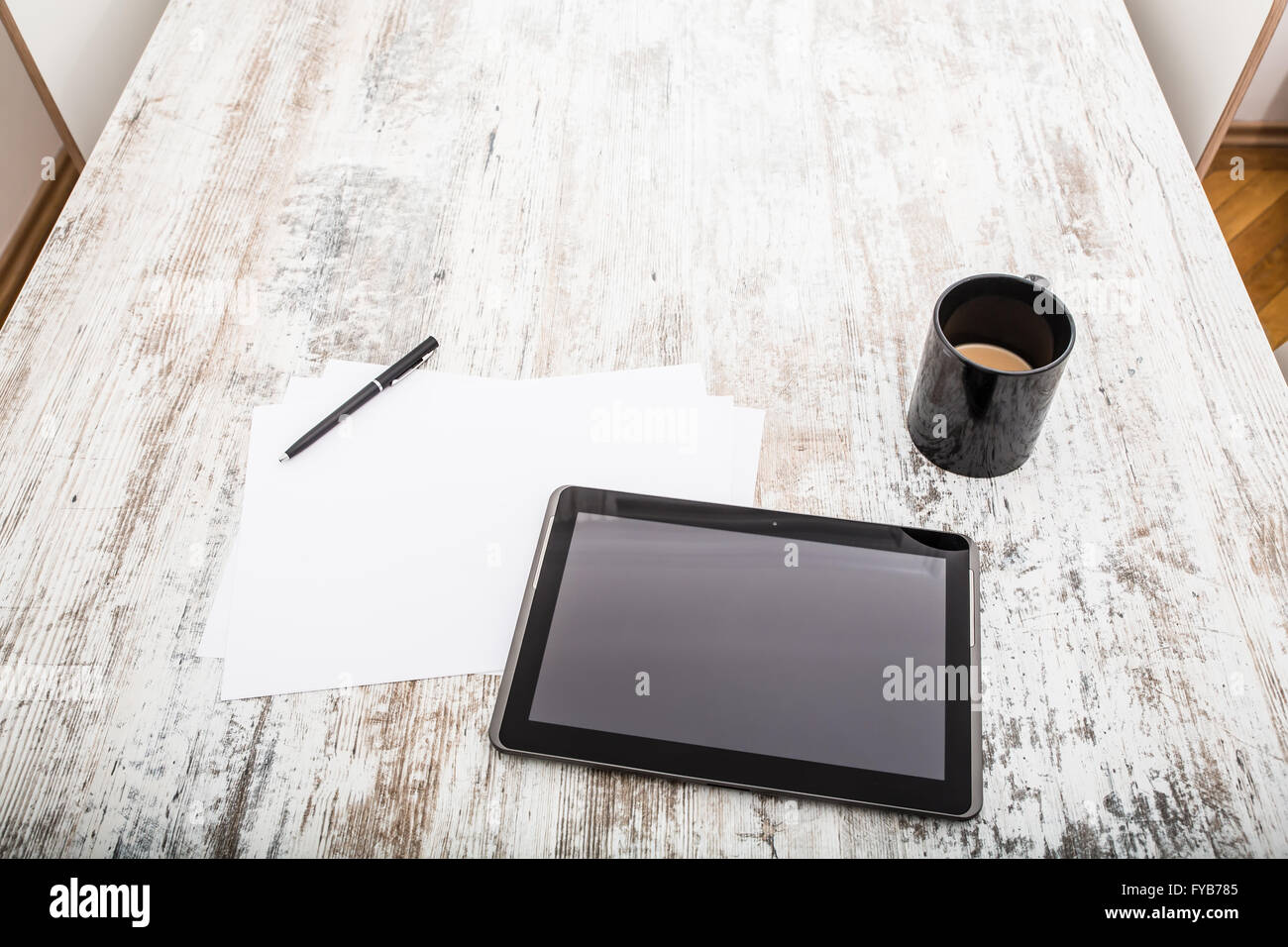 Taking notes at the table with coffee and smartphones Stock Photo - Alamy