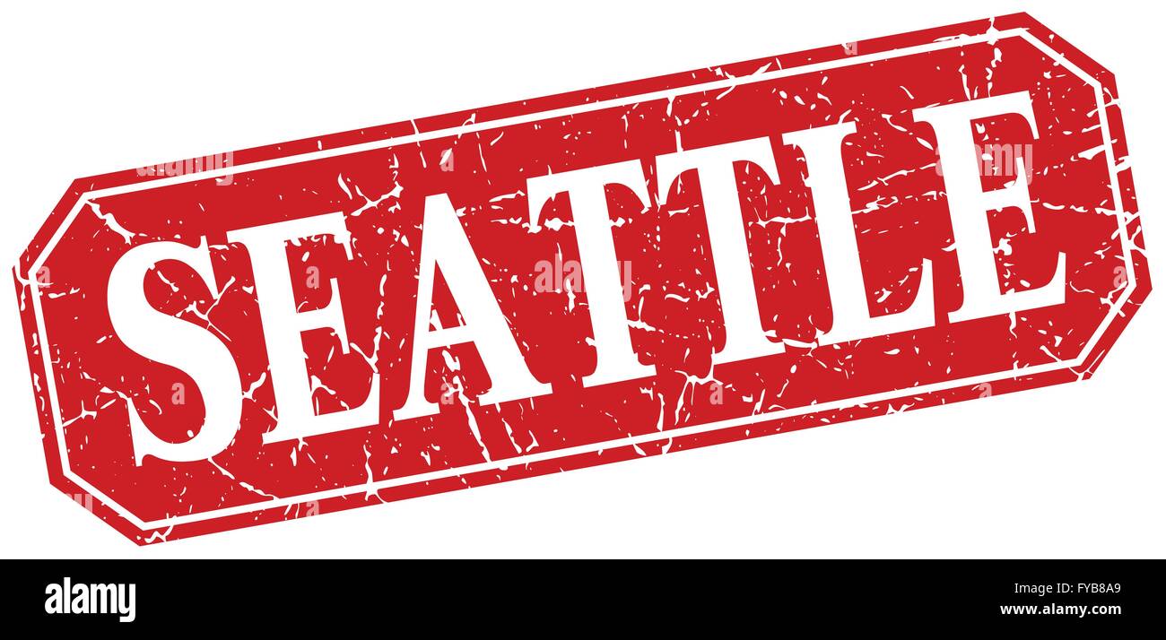 Seattle red square grunge retro style sign Stock Vector Image & Art - Alamy