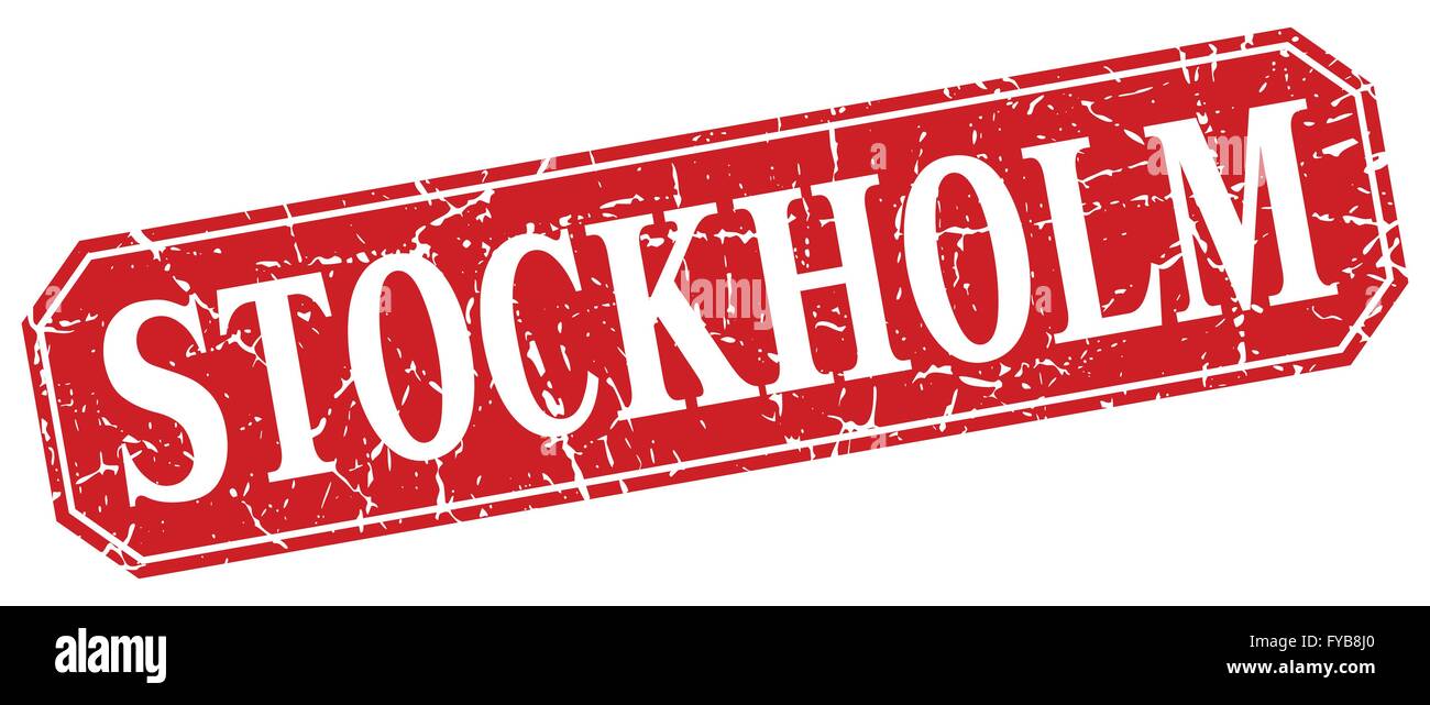 Stockholm red square grunge retro style sign Stock Vector Image & Art ...