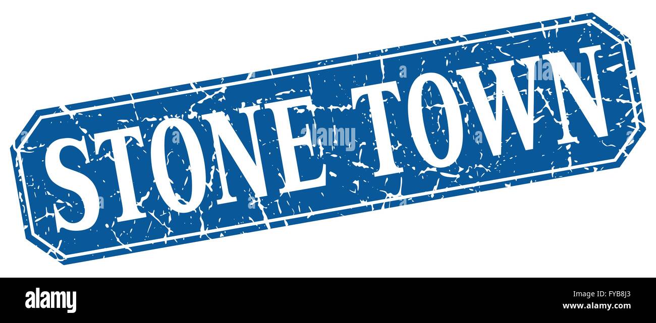 Stone Town blue square grunge retro style sign Stock Vector Image & Art ...