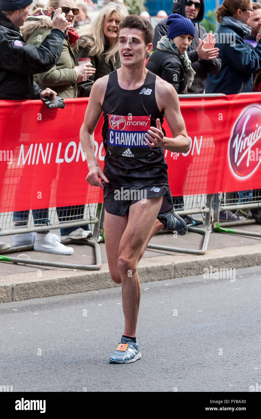 London, UK. 24 April 2016. Callum Hawkins (GB), who would be the top ...