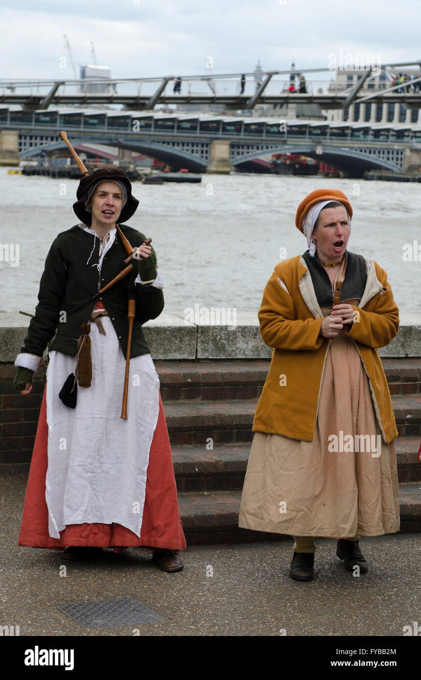 South Bank, London, UK. 25th April, 2016. Musicians dressed as ...
