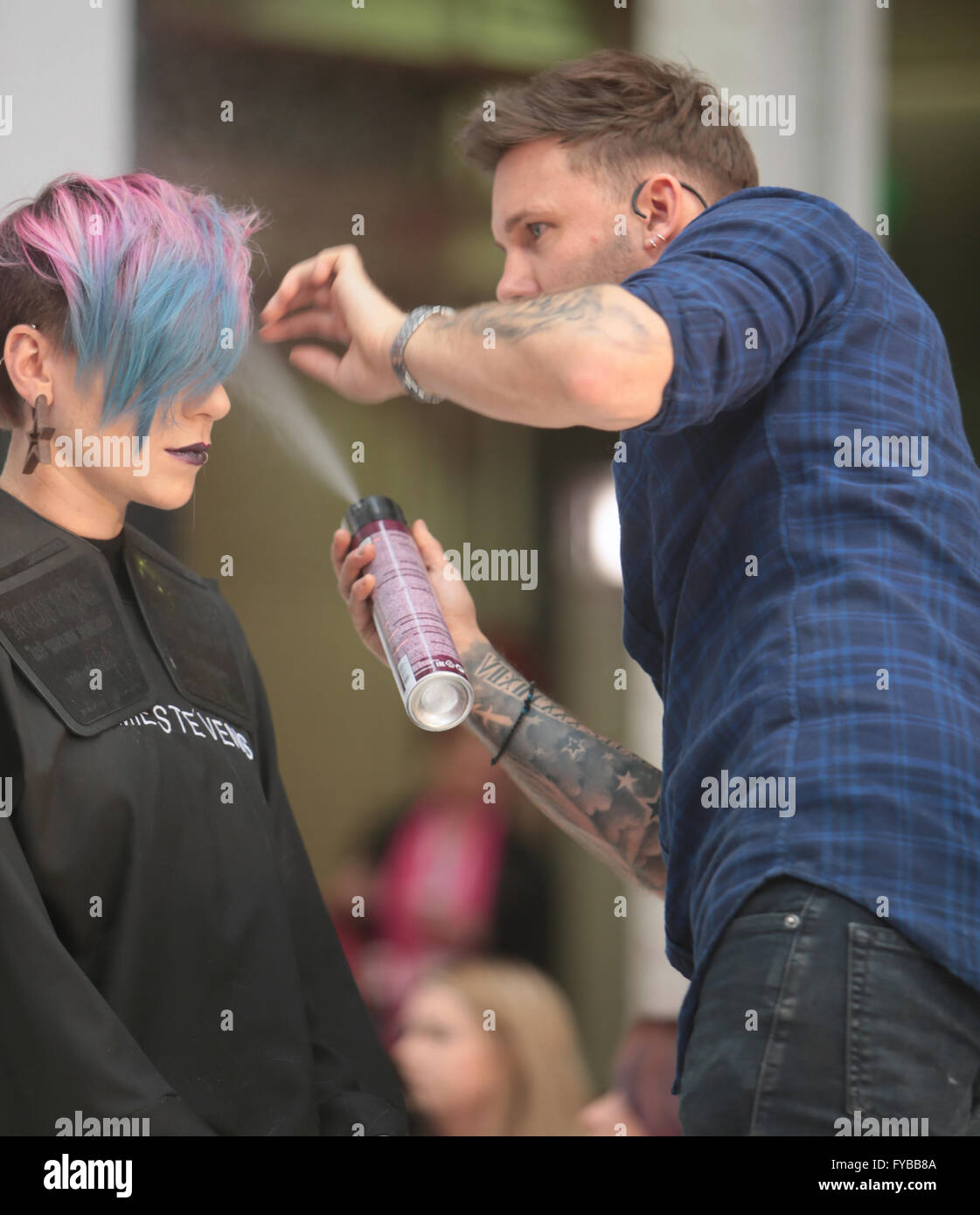 London, UK. 24th April, 2016.Jamie Stevens Award-winning hairdresser ...