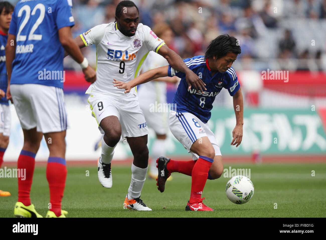 Nissan Stadium, Kanagawa, Japan. 24th Apr, 2016. (L to R) Peter Utaka ...