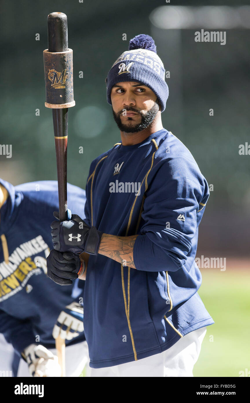 Milwaukee, WI, USA. 23rd Apr, 2016. the Major League Baseball game ...