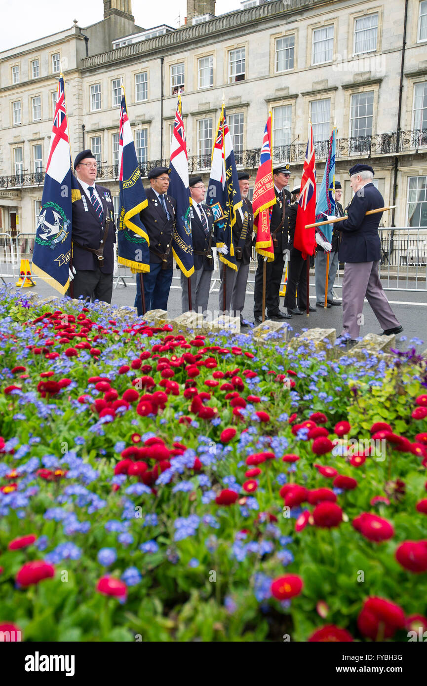 ANZAC Day Memorial Service, Royal British Legion standard bearers Stock ...