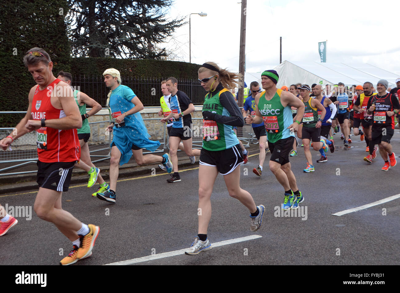 London, UK. 24 April 2016, Camilla Rutherford running. Celebrity green ...