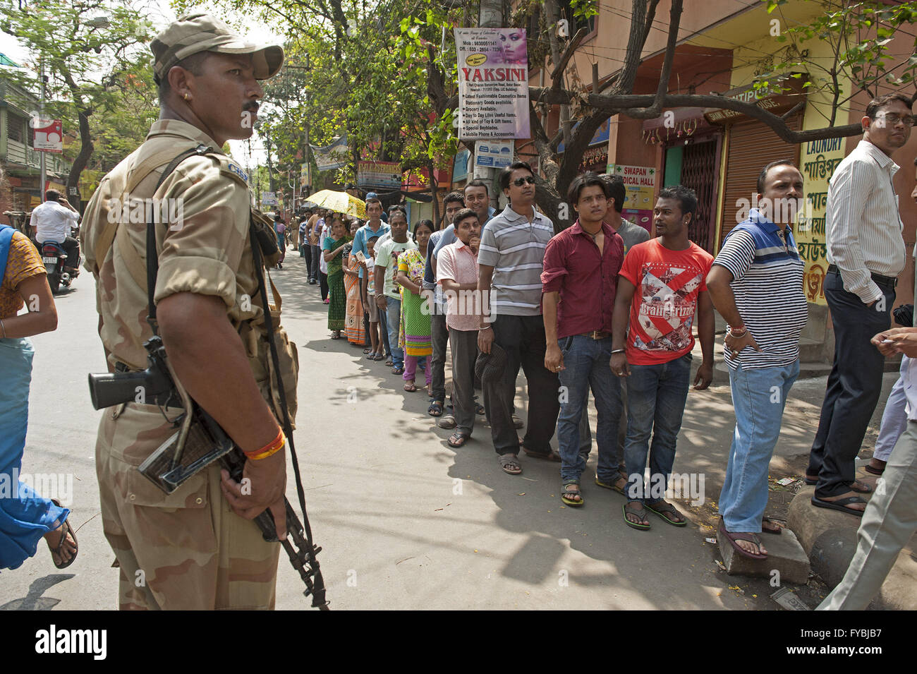 Indian elections queue hi-res stock photography and images - Alamy