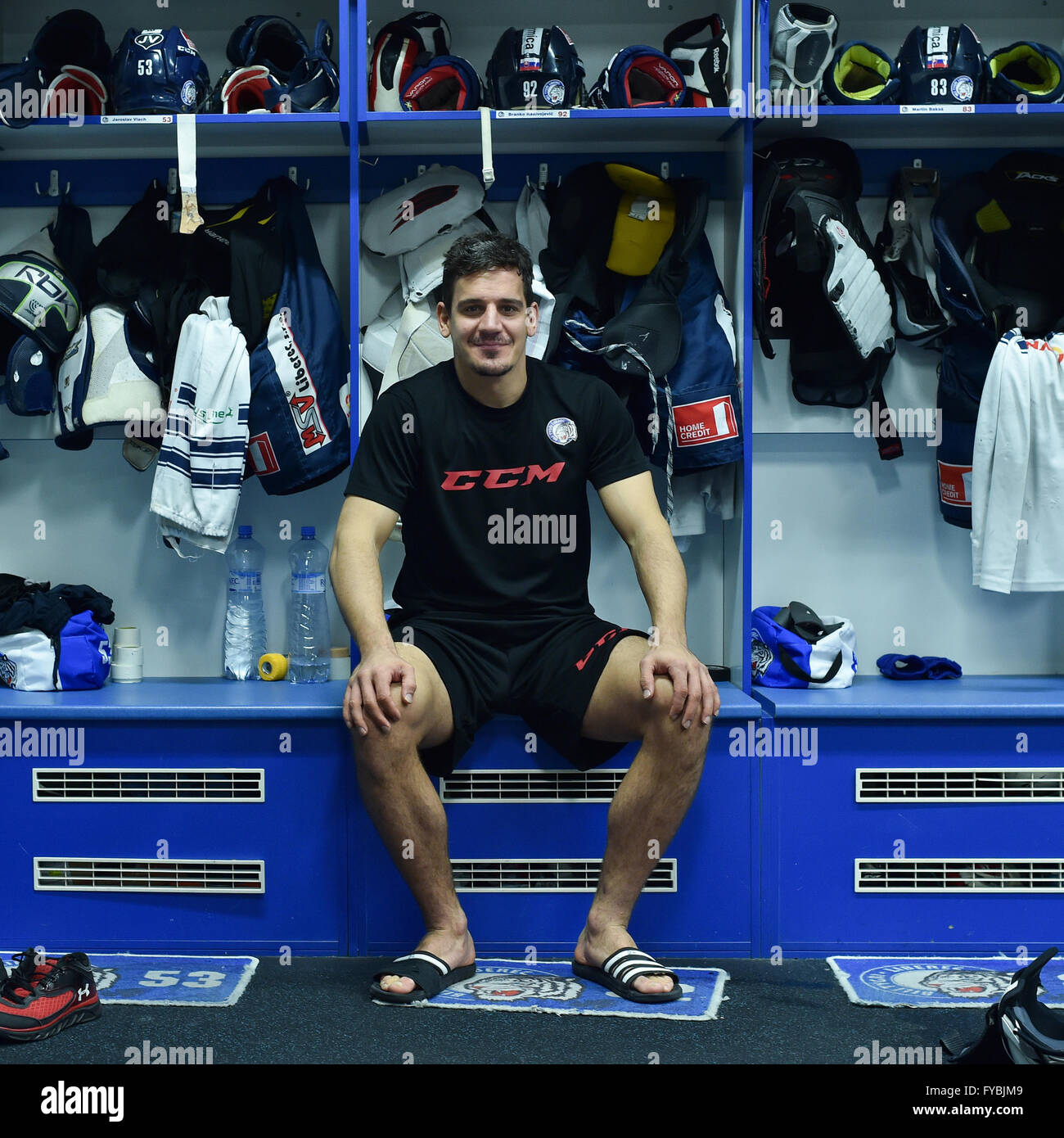 Liberec, Czech Republic. 11th Apr, 2016. Player of Liberec Branko Radivojevic portrayed at the ...