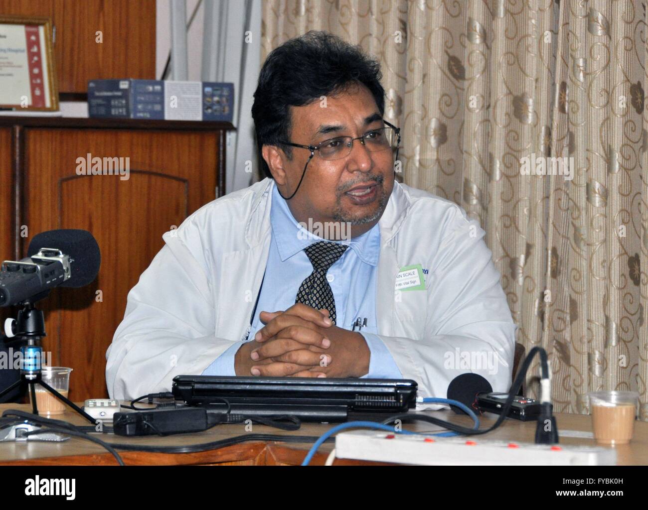 Kathmandu, Nepal. 06th Apr, 2016. Surgeon Pradeep Vaidya of Tribhuvan ...