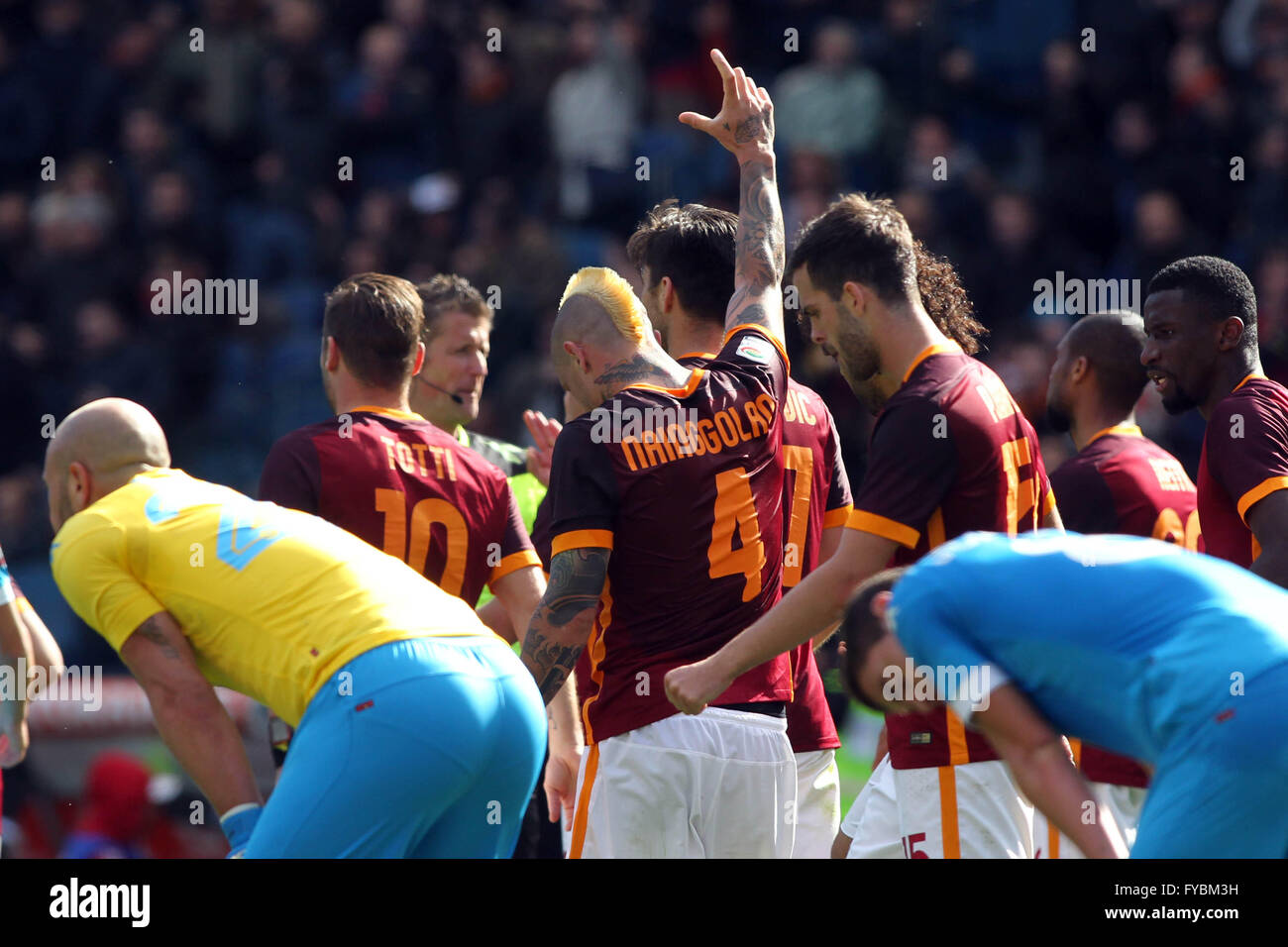 Rome, Italy. 25th April, 2016. Nainggolan celebrates the gol during ...