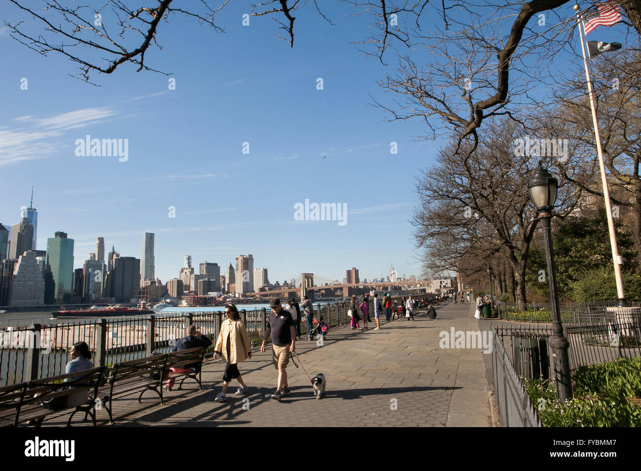 A view of Manhattan from the Brooklyn Heights Promenade in Brooklyn, NY ...