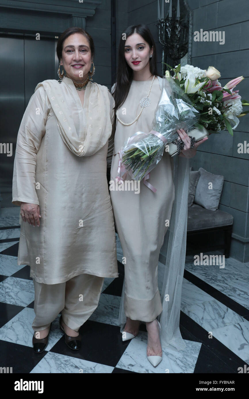 Lahore, Pakistan. 20th Apr, 2016. (R) Sehar Tareen during on her ...