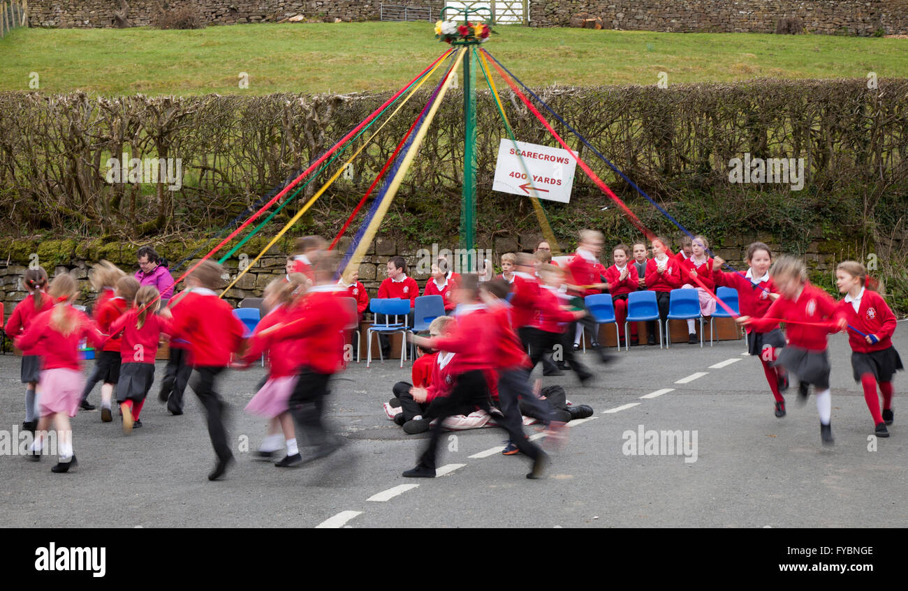 May Day Children Dancing Around Maypole High Resolution Stock ...