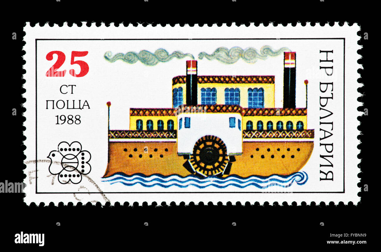 Postage stamp from Bulgaria depicting a steam packet boat Stock Photo ...
