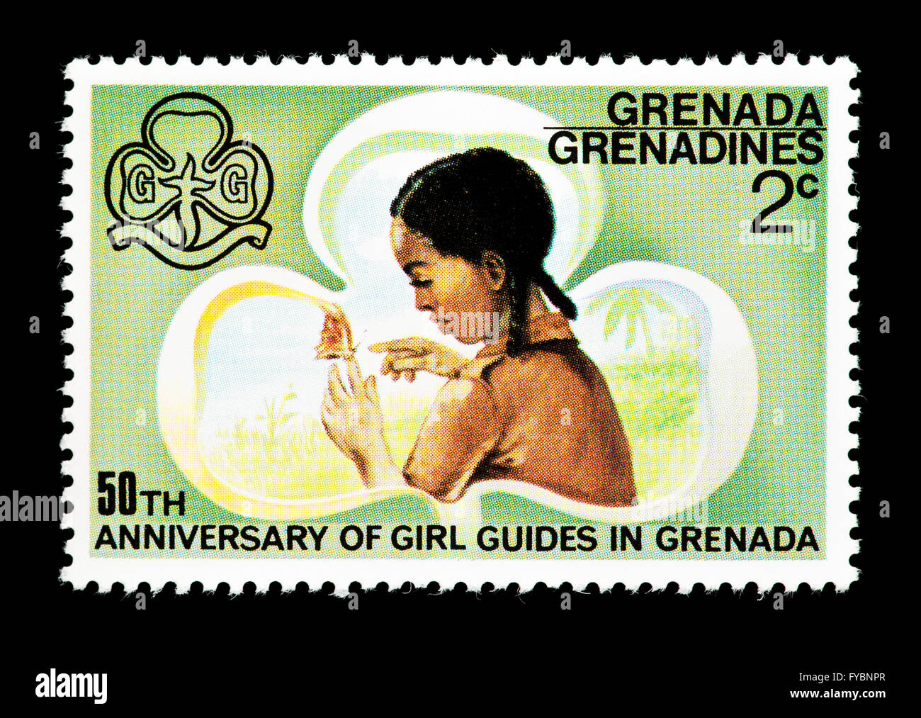 Postage stamp from Grenada Grenadines depicting a girl guide with a ...