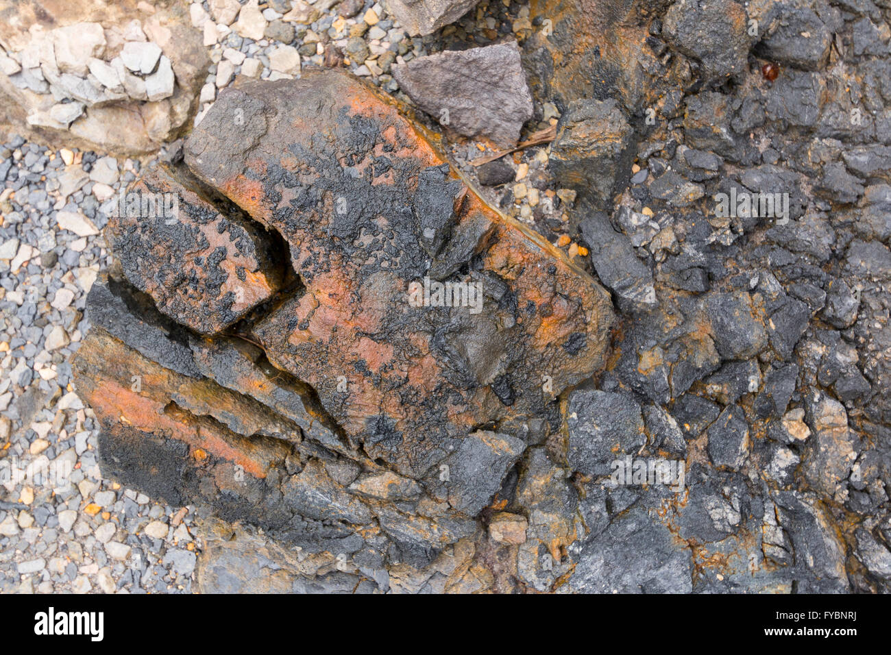 Blocks of tar sand in an old quarry in Napo Province, Ecuador Stock ...