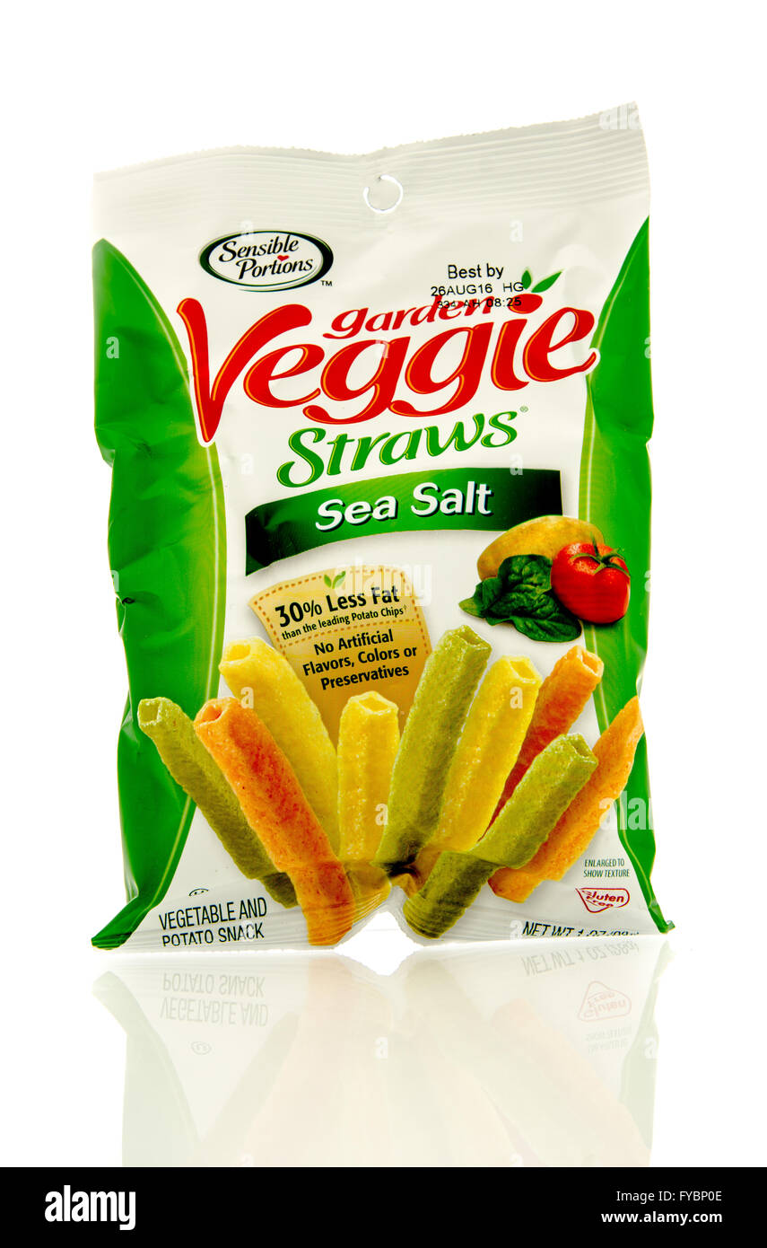 Winneconne, WI - 19 Feb 2016: Bag of Garden veggie straws in sea salt ...