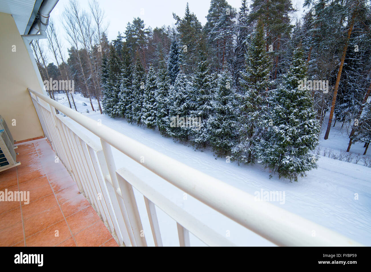 Winter view from balcony in apartment house Stock Photo - Alamy